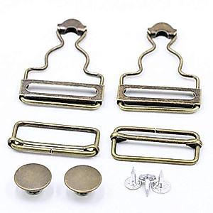 6 Sets Overall Buckles Metal Suspender Replacement Buckles with Rectangle Buckle Slider and No-Sew Buttons for Overalls Bib Pants Trousers Jeans (38 MM)