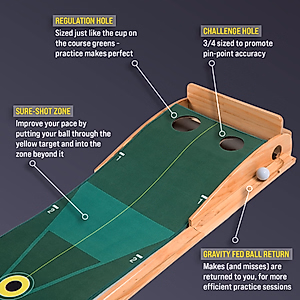 PRO PUTT 10 Foot Indoor Putting Green with Ball Return by GBD Sports - Putting Mat - Golf Gifts for Men & Women - Putting Matt for Indoors - Golf Putting Mat - Golf Training Accessories