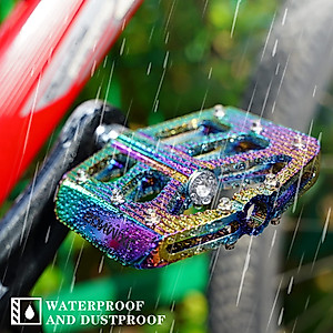 BONMIXC Bike Pedals MTB Pedals Non-Slip BMX Pedals Sealed Bearing Fashion Flat Road Bike Pedals 9/16" Oil Slick