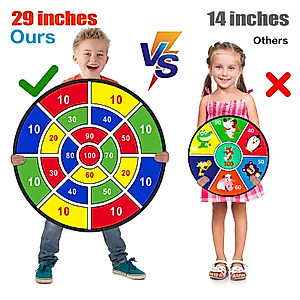 BooTaa 2 Pack 29" Large Dart Board Game Set with 20 Sticky Balls, Indoor/Sport Outdoor Fun Party Play Games, Boys Girls Toys, Birthday Toy Gifts for 3 4 5 6 7 8 9 10 11 12 Year Old Boys Girls Kids