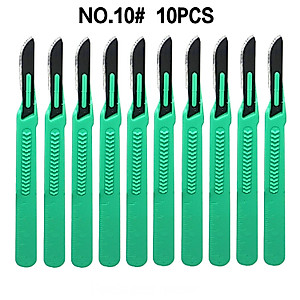 KIMRDIABTE 10Pack Sterile Disposable #10 Scalpels Knives Stainless-Steel Blades for Surgical Dermaplaning,Lab Anatomy,Carving,Craft Hobby Knife,Medical Dissection,Podiatry
