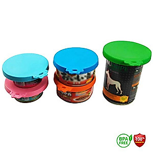 DYBEN Pet Can Covers/Dog Cat Food Can Lids/5 Pack/Universal BPA Free/Silicone Pet Food Can Lids Covers/Fits Most Standard Size Dog and Cat Can Tops for Pet Food Storage