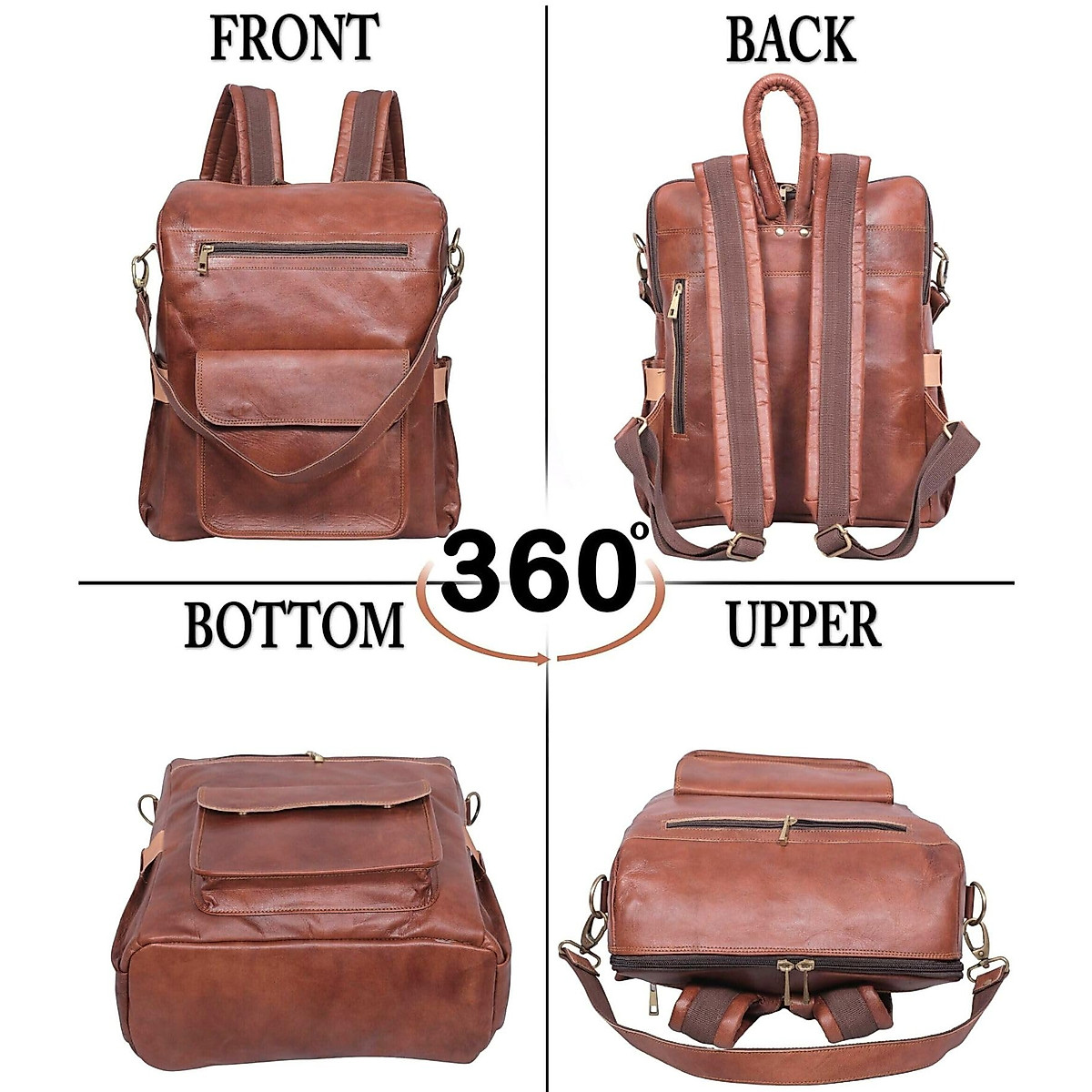 Genuine Leather Laptop Backpack for Women Designer Brown Leather Backpack Purse with 15.6-inch Laptop Computer Compartment Best for Work, Travel, and Daily Use