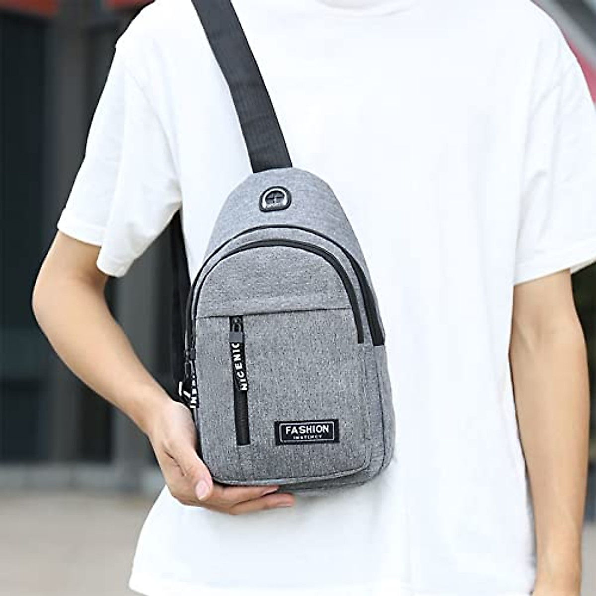 Waterproof Strap Bag Crossbody Backpack with USB Hole with Headphone Hole Strap Backpack Multipurpose Crossbody Shoulder Bag