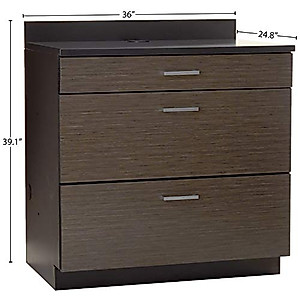 Safco Products 1703AN Modular Hospitality Breakroom Base Cabinet, 3 Drawer, Asian Night Base/Black Top