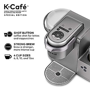Keurig K-Cafe Special Edition Single Serve K-Cup Pod Coffee, Latte and Cappuccino Maker, Comes with Dishwasher Safe Milk Frother, Shot Capability, Nickel