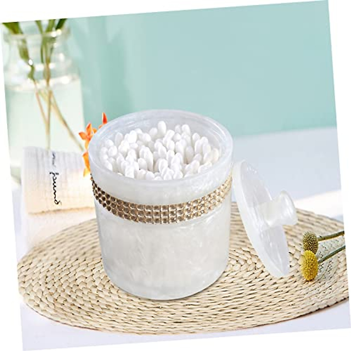 Cabilock Resin Swab Box Toothpick Dispenser Bathroom Canisters Household Cotton Swabs Holder Containers with Lids Office Pen Organizer Home Toothpick Holder Candy Jars with Lids Candy Dish