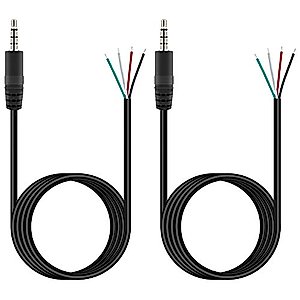 Fancasee 2 Pack 6 ft Replacement 3.5mm Male Plug to Bare Wire Open End TRRS 4 Pole Stereo 1/8" 3.5mm Plug Jack Connector Audio Cable for Headphone Headset Earphone Microphone Cable Repair