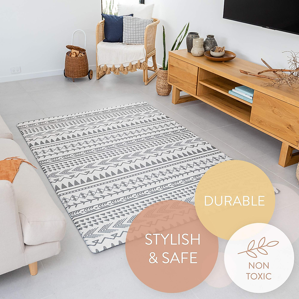 Berry Lane Baby Play Mat | Large 6.5 ft x 4.5 ft One-Piece Reversible Foam Floor Playmat | Tummy Time | Extra Soft & Thick | Non-Toxic | for Infants, Babies, Toddler, and Kids