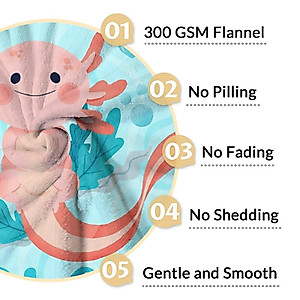 Personalized Axolotl Blanket Gifts with Name - 40x50 Inches Cute Throw Blanket for Girls - Blue Soft Fuzzy Blankets for Bed, Couch & Living Room