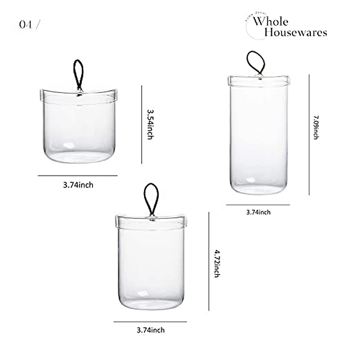 Premium Glass Apothecary Jars for Cotton with Handle | Apothecary Jars Bathroom | Set of 3 | Glass Jar with Lid for Laundry Room Storage, Bathroom Canisters, Mason Jar Bathroom Accessories Set