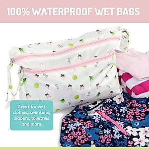 melii Waterproof Wet & Dry Bag with Handle, for Wet Bathing Suits, Diapers and Potty Training and Dishes, 14x11 (Bulldog)