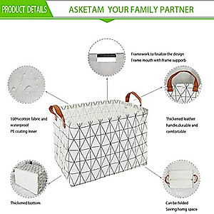 ASKETAM Kid Cute Rectangle Toy Box for Girl, Baby Collapsible Toy Storage Bin Nursery Child Playroom Bedroom Decor Clothes Storage Bin Gift Basket(Geometric diamond)