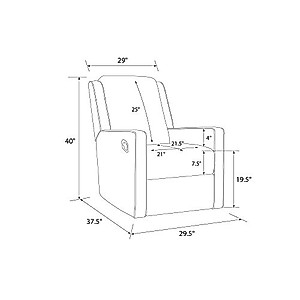 Baby Relax Paisley Rocker Recliner Chair, Pocket Coil Seating, Gray Linen