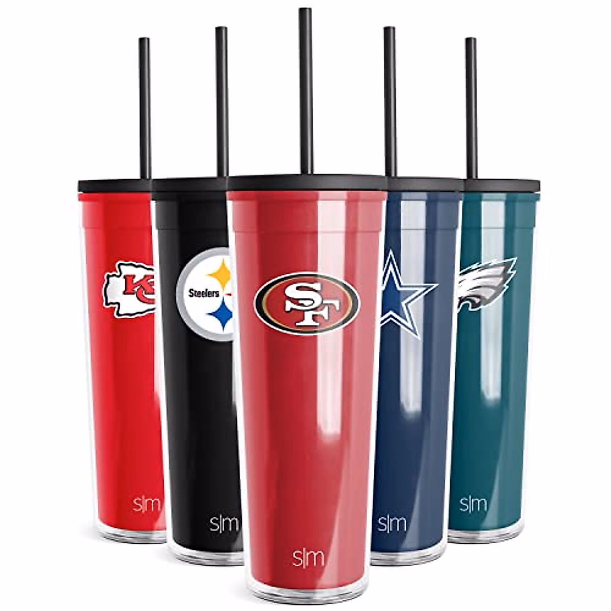 Simple Modern Officially Licensed NFL San Francisco 49ers Plastic Tumbler with Lid and Straw | Lightweight Travel Iced Coffee Cups, Cold Brew, Smoothie, or Tea Cup | 24oz | Classic Collection