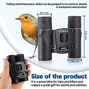 200x25 High Power Compact Binoculars with Clear Low Light Vision, Large Eyepiece Waterproof Binocular for Adults Kids, High Power Easy Focus Binoculars for Bird Watching, Outdoor, Hunting, Travel