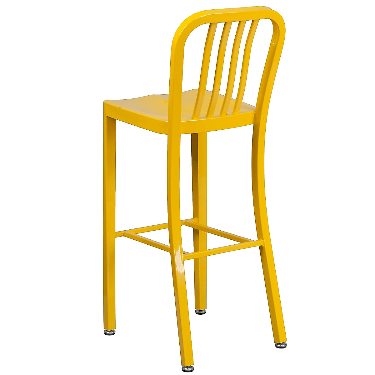 Flash Furniture Gael Commercial Grade 2 Pack 30" High Yellow Metal Indoor-Outdoor Barstool with Vertical Slat Back