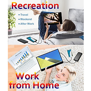 HONGO Touchscreen Portable Monitor for Laptop Computer Travel Monitor HDMI USB C FHD 1080P 14” Dual Screen with Speakers for Macbookpro Phone Switch