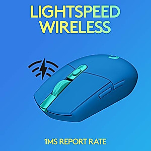 Logitech G305 LIGHTSPEED Wireless Gaming Mouse, Hero 12K Sensor, 12,000 DPI, Lightweight, 6 Programmable Buttons, 250h Battery Life, On-Board Memory, PC/Mac - Blue