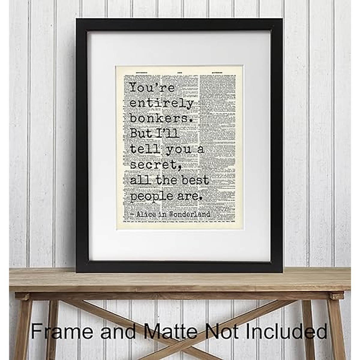 Alice in Wonderland Quote Wall Art LARGE 11x14 - Typography Dictionary Print for Bedroom, Office, Girls Room - Cheshire Cat, Mad Hatter Decor - Lewis Carroll Inspired Positive Quotes Wall Decor Poster