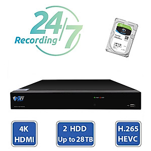 GW 4K Outdoor/Indoor Face Recognition/Human/Vehicle Detection Security Camera System, 32 Channel 8MP PoE NVR, 32 x 4K UltraHD Smart AI IP Microphone Bullet Camera, 24-7 Video & Audio Recording