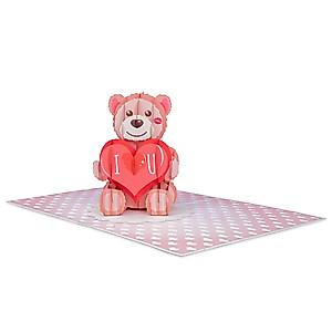 Paper Love Valentines Day Pop Up Card, 3D Teddy Bear - 5" x 7" Cover - Includes Envelope and Note Card