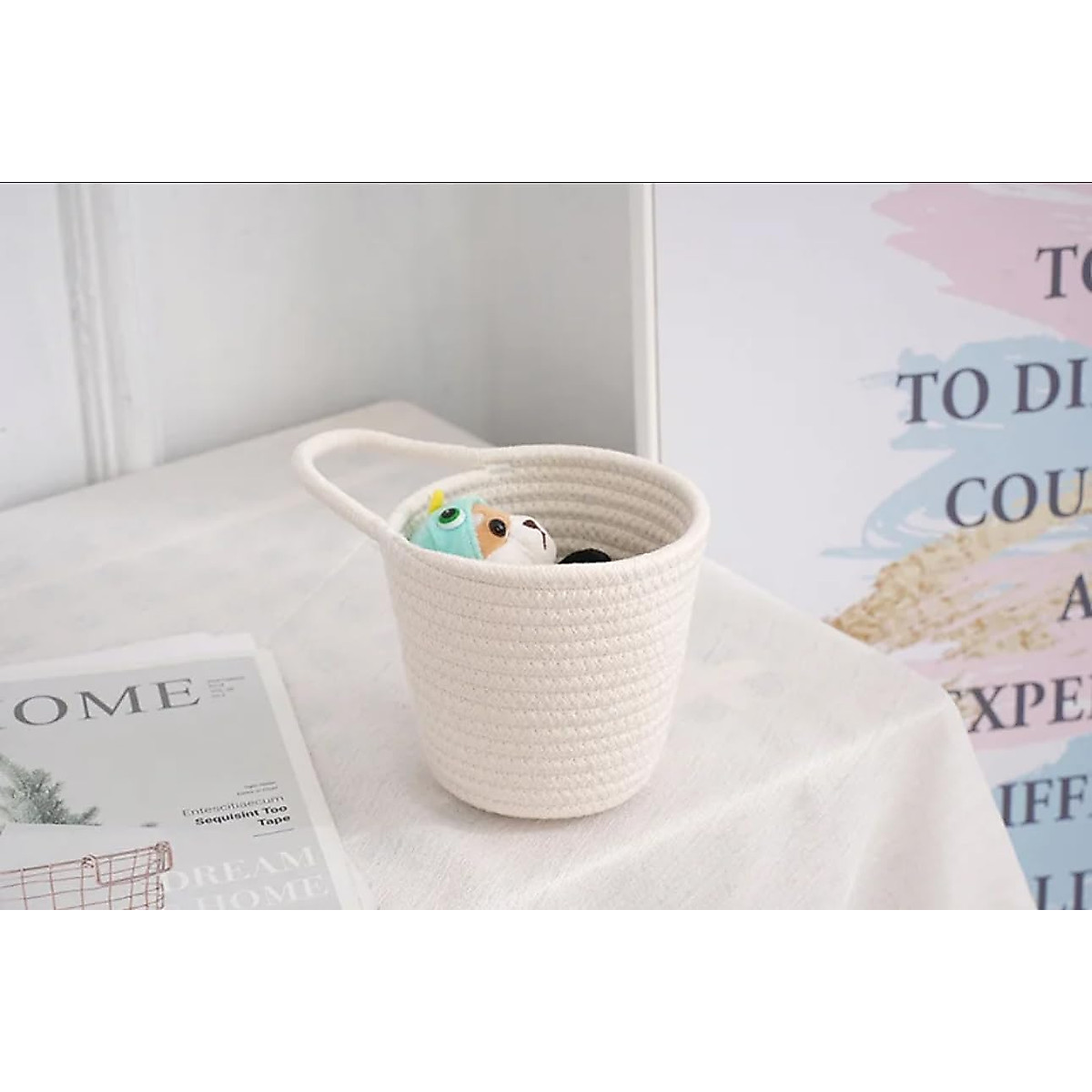 Generic Handmade Woven Oval Basket Set of 4, Cotton Rope, Hanging and Floor Decorative Basket, Home Decor