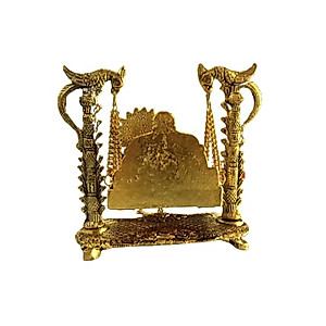 DCVCRAFT Traditional Handicraft Indian Antique Look Temple Arch/gate Design Jhula Singhasan for Lord Krishna, Laddu Gopal Sofa with Jhula, Brass Jhula (Pattern-1)