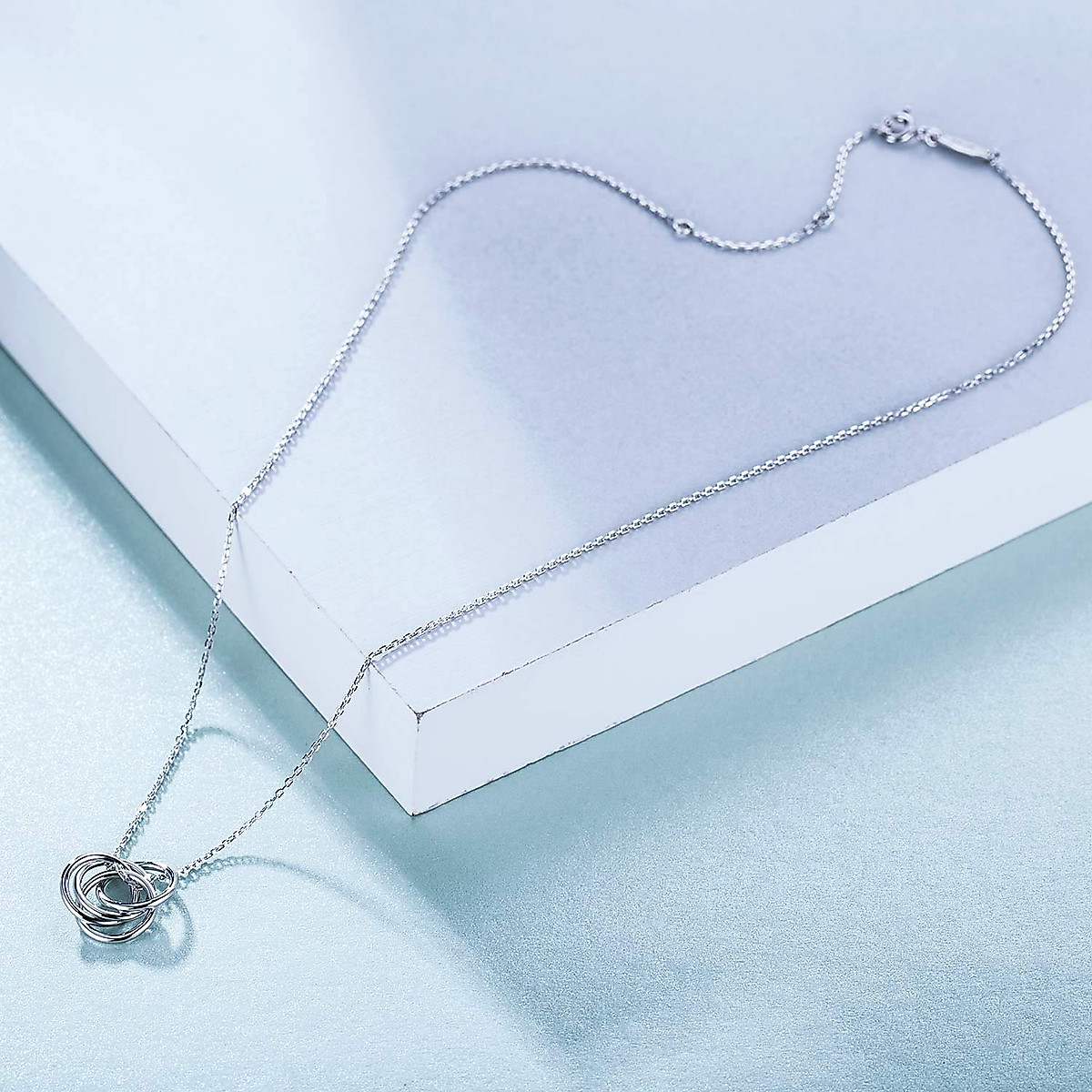 CHICLOVE Four Generations Necklace for Great Grandmother - Sterling Silver Four Circles Generation Necklace Gifts for Great Grandma (Four Generation Necklace)