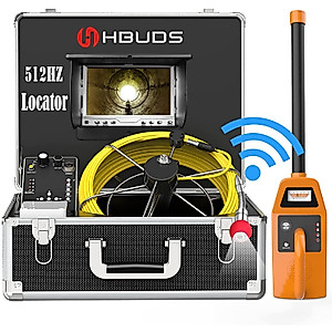 HBUDS Sewer Camera with Locator, 165ft Pipe Inspection Camera with 512Hz Sonde and Receiver, IP68 Waterproof Plumbing Drain Camera Snake, Pipe Locators with 7" Color Monitor DVR Recorder