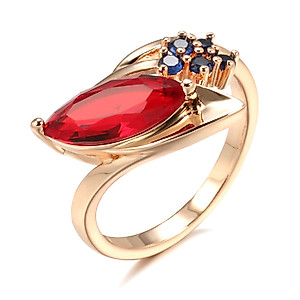 CKHAO Women's Ring - 19mm Rose Gold Plated Red Natural Zircon Ring Women Jewelry Z0478RED (8)