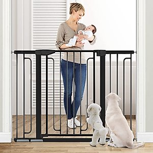 36" Extra Tall Baby Gate for Stairs Doorways, ALVOD 29.93-51.5" Wide Auto Close Wide Baby Gate with 2-Way Door, Wall Pressure Mounted Walk Through Baby Gate for Dogs and Kids