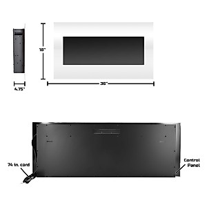 36” Electric Fireplace- Front Vent, Wall Mount 3 Color LED Flame, 10 Fuel Bed Colors & 3 Media-Touch Screen & Remote Control by Lavish Home (White)