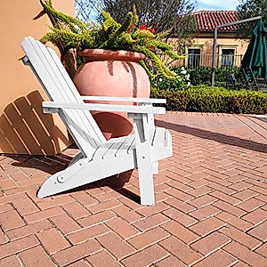 PolyTEAK Folding Adirondack Chair, Premium Weather Resistant Poly Lumber, Outdoor Patio Furniture, Up to 300 lbs, Plastic Adirondack Chairs for Patio Garden Fire Pit, Classic Collection - White