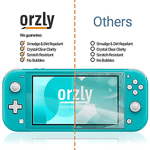 Orzly Screen Protector for Nintendo Switch Lite 2019 Model [4 Pack] Tempered Glass Screen Protectors. No Bubbles Easy Installation Anti Scratch Edition
