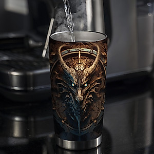 64HYDRO 20oz Steampunk Mechanical Engineer Clockwork Dragon Tumbler, Gaming, Gamer Gifts for Dragon Lovers, Stainless Steel Double Wall Vacuum Insulated Coffee Mug, Travel Cup with Lid