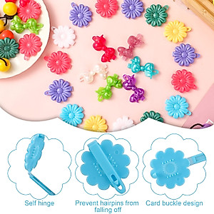 100 Pcs Hair Barrettes with Flower, Bow & Cartoon Designs - Self-Hinge Plastic Pins for Baby Girls, Toddlers (Cool)
