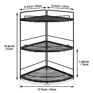 MASALUO 3-Tier Spice Rack for Countertops, Kitchen Countertop Corner Storage Organizer Seasoning Storage Shelf, Black