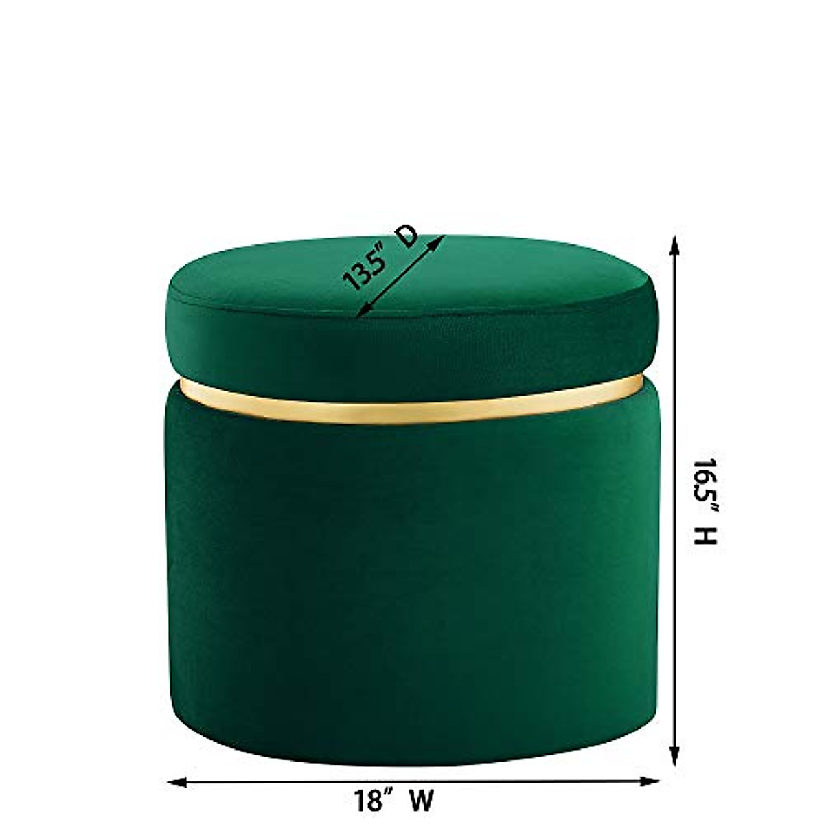 Amazon Brand – Rivet Asher Oval Upholstered Storage Ottoman, 18"W, Emerald Velvet