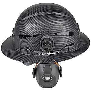 Klein Tools 60502 Earmuffs, Full Brim Hard Hat Attachment, 26dB Noise Protection, for Construction, Manufacturing, Maintenance, Woodworking