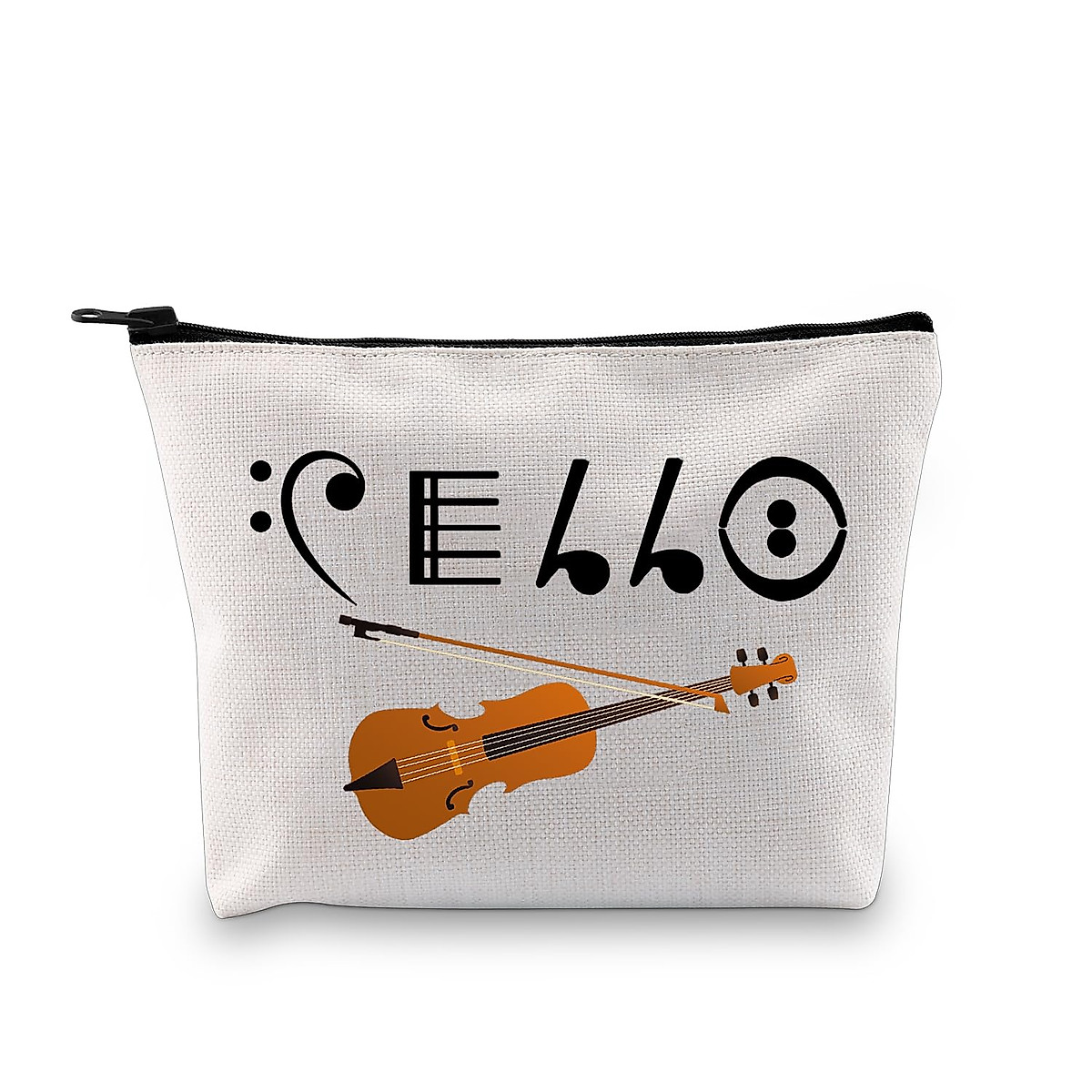 BDPWSS Cello Gift Cello Player Gift Cello Music Note Makeup Bag Funny Cello Cellist Orchestra Musician Zipper Travel Pouch (Cello note bag)
