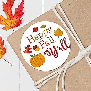 WRAPAHOLIC Happy Fall Y'all Stickers - Pumpkin Design for Holiday/Party Decoration and Gift Wrap - 2 x 2 Inch 500 Total Labels