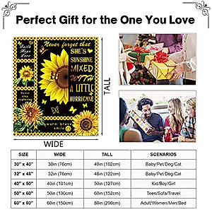 Sunflower Butterfly Blanket for Women Sunshine Positive Healing Throw Blankets Gifts for Girls Soft Flannel Fleece Blanket for Bed Couch Sofa Birthday Christmas, 60''x80''