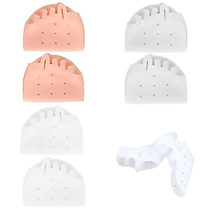 5 Hole Gel Toe Separator and 3 Hole Metatarsal Pillow Toe Separator, Great for Blisters, Forefoot Pain, Diabetic Feet-3 + 1 Pairs