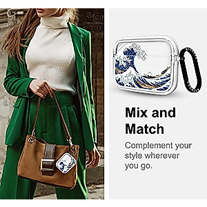 MOSNOVO AirPods Pro Case, Apple AirPods Pro Case, Cool Tokyo Wave Clear Case Design with Luxe Metal Ring Shockproof Protective Cover Case for AirPods Pro