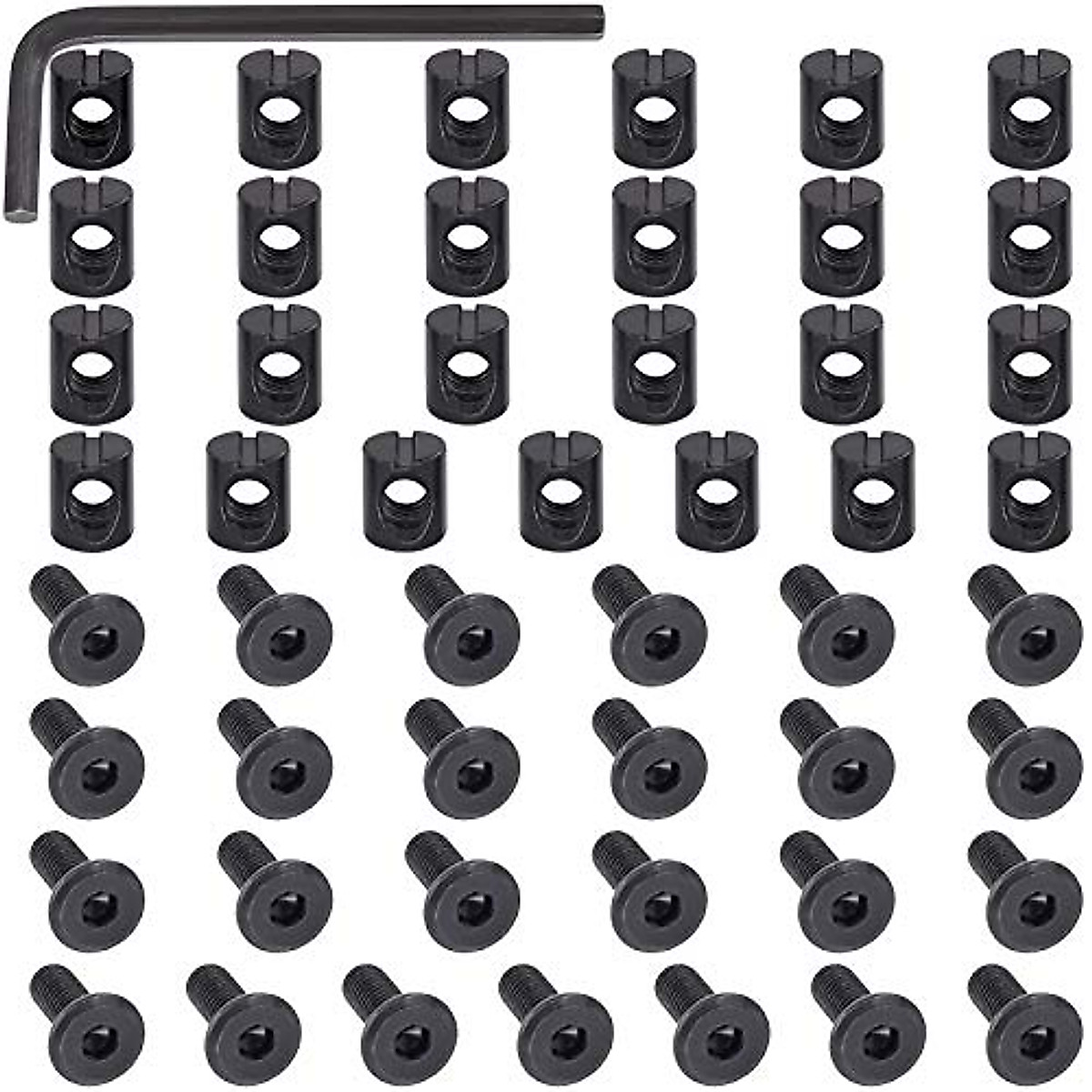 Mardatt M6 x 15mm 50PCS Black Zinc Plated Hex Socket Cap Bolts and Barrel Nuts Cross Dowel Replacement for Beds Chair Table Desk Furniture