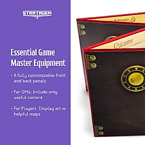 Stratagem The Master's Tome 4-Panel Customizable GM Screen with Free Inserts – Dry Erase, Dungeon & Game Master Accessory for Tabletop RPG Campaigns (Black)