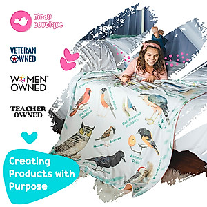 Birdy Boutique - Double Sided Learning Blanket® - Yoga and Game - Cozy Soft Minky - Great for Early Readers, Homeschoolers, PreK, Kindergarten - 50" X 60"