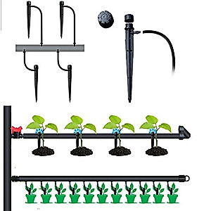 AKOAK 25/50 Pcs 360 Degree Adjustable Water Flow Irrigation Drippers on Stake Emitter Drip System,Model, Home & Garden Store for 4mm /7mm Tube（25pc）