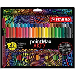 STABILO Nylon Tip Writing Pen pointMax ARTY - Wallet of 42 - Assorted Colors